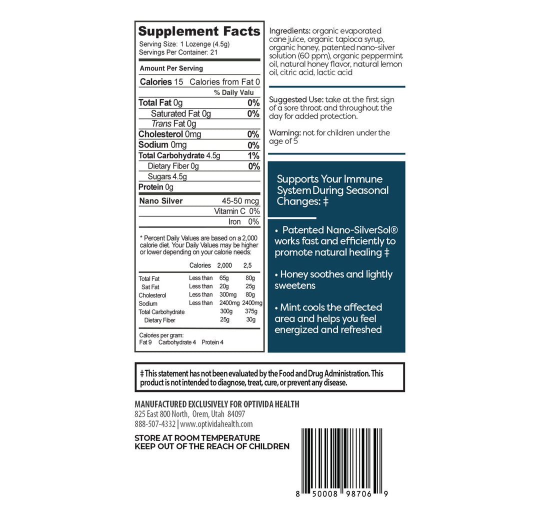 Nano-Silver Sol Lozenges 60PPM - Fast-Acting Cough Drops with Lemon Oil ...