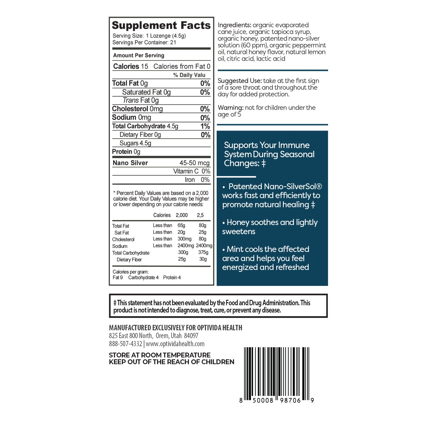 Nano-Silver Sol Lozenges 60PPM - Fast-Acting Cough Drops with Lemon Oil ...